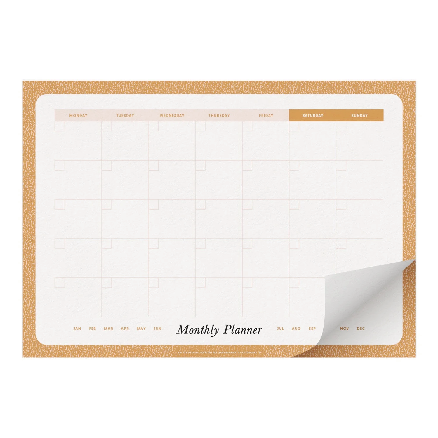 Ochre Composition 'Monthly Plan' A4 Notepad – Daymaker Stationery